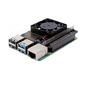 Treedix Compatible with Raspberry 4/4B Fan Hat Heatsink Kit GPIO Expansion Board with PWM Controllable Single Cooling Fan DC 5V
