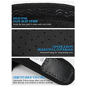 tanzdunsje Knee Pads Men/Women for Gardening 20mm EVA Foam,Adult knee pads for Cleaning Construction Work Volleyball, Football Dance, Adjustable Straps Non-Slip Straps (Black)