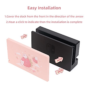 GeekShare Anti Scratch Switch Dock Cover- Hard Faceplate Sleeve Pad for Switch Dock- DIY Replacement Shell Compatible with Nintendo Switch Dock(Strawberry Rabbit)