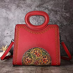 WYKDD Vintage Embossed Ladies Handbag Multifunctional Large Capacity Tote Bag Casual Ladies Shoulder Bag (Color : C, Size : 26(L)*23(H)*12(W) cm)