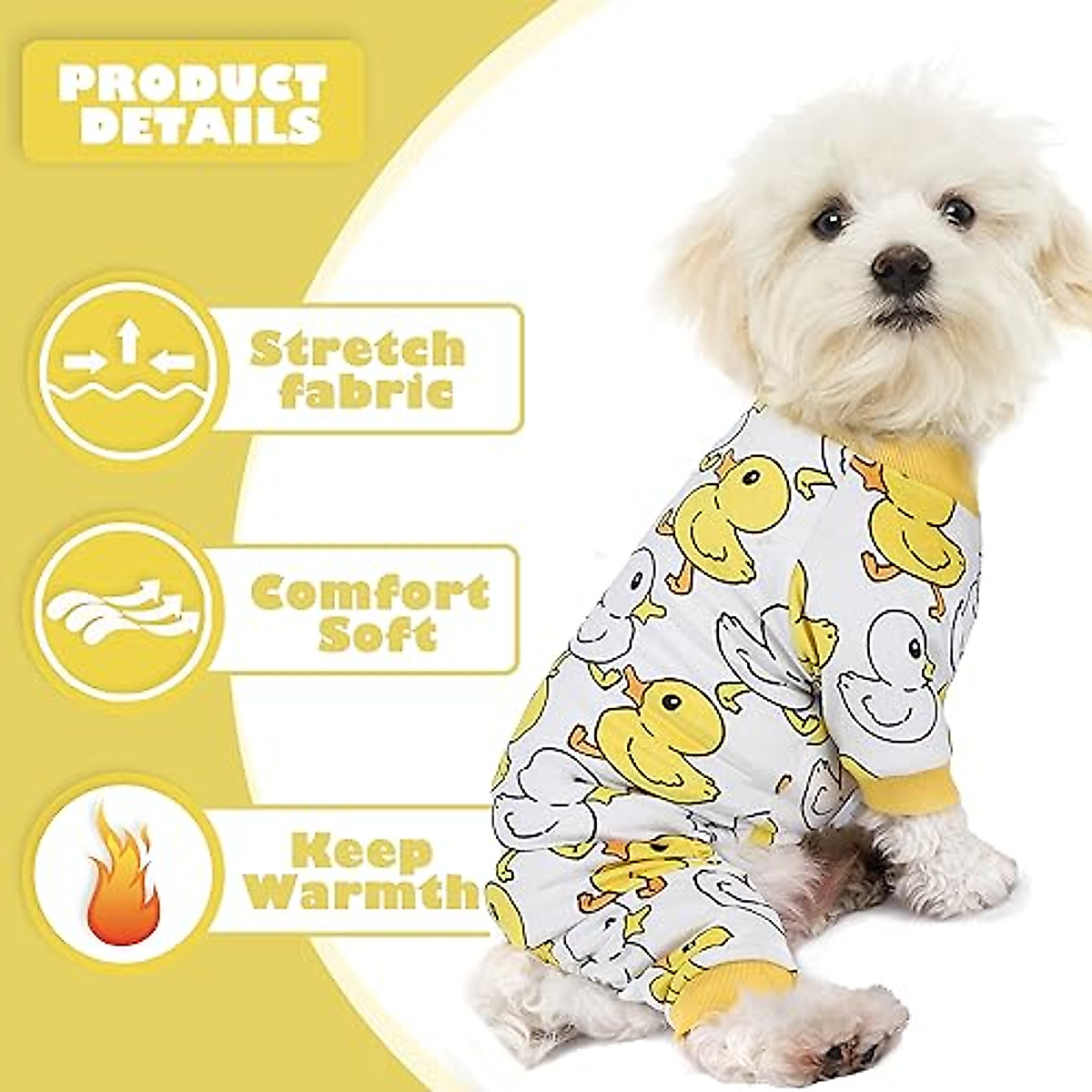 Dog Pajamas for Boy Girl, Velvet Dog Pjs Puppy Clothes, Animal Prints Pet Clothes Female, Fall Pet Sweater Teacup Puppy Outfit (Duck, Medium)