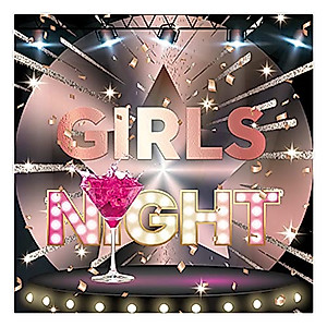Allenjoy 72" x 72" Rose Gold Girls Night Backdrop Diamonds Birthday Party Decorations Photobooth Bridal Shower Background Selfie Banner Gathering Carnival Supplies Props