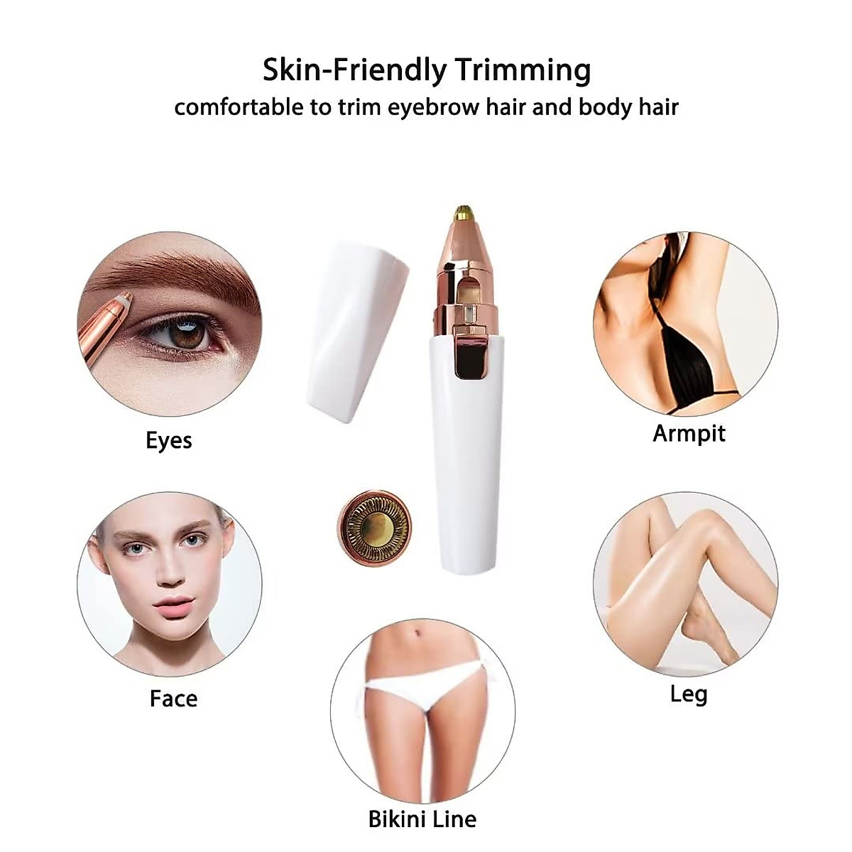 Moikin 2 in 1 Brows Eyebrow Facial Hair Remover Trimmer Epilator & Women's Painless Hair Remover , Lipstick Shaver for Face, Hand, Armpit, Leg and Bikini