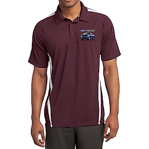 Ford F-150 Truck Pocket Print Colorblock Polo, Maroon White 2XL