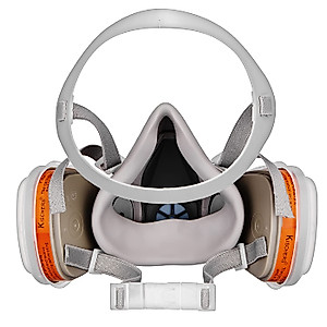 KISCHERS Reusable Half Facepiece and Anti-Fog Safety Goggle Set Against Dust/Organic Vapors/Smells/Fumes/Sawdust/Asbestos Suitable for Painting,Staining,Car Spraying,Sanding &Cutting