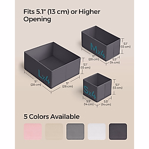 SONGMICS Drawer Organizer, Dresser Drawer Organizers, Set of 6, Foldable Fabric Storage Bins for Socks, Underwear, Bras, Ties, Scarves, Slate Gray URDZ06GV1