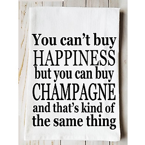 Champagne and Happiness handmade printed Kitchen flour sack towel