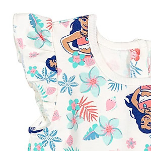 Disney Princess Moana Little Girls French Terry Sleeveless Romper White 6-6X