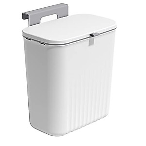 2.4 Gallon Kitchen Bathroom Wall Mounted Trash Can with Lid,Hanging Counter Waste Basket,Recycling Garbage Can for Kitchen Cabinet Door/ Under Sink/Bathroom