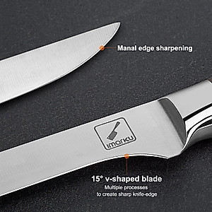 imarku Boning Knife, German High Carbon Stainless Steel Professional Grade Boning Fillet Knife, 6-Inch Professional Boning knife, Pakkawood Handle for Meat and Poultry
