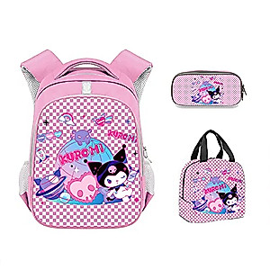 JCLOCK 3PCS Kawaii Backpack Set Pink 17 Inch Aesthetic Personalized Pink Backpack Set, Portable Large Capacity Breathable Daypack