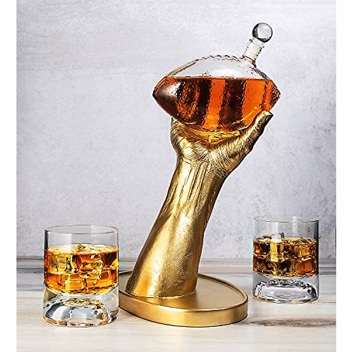 Football Decanter with 2 Football Whiskey & Wine Glasses - Perfect For Superbowl, Father's day Gift , Gift for Husband - Made for Liquor, Scotch, Whiskey and Bourbon 750ml, Rugby Gifts