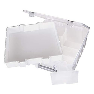 AB Designs 6899ABD Super Satchel Double Deep with Lift-Out Tray and Removable Dividers, Stackable Home Storage Organization Container, Clear with Sliver Latches and Handle