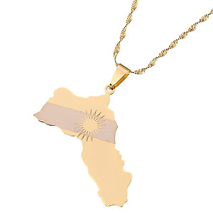 Kurdistan Region Map Pendant Necklaces Kurdish Flag Jewelry for Women