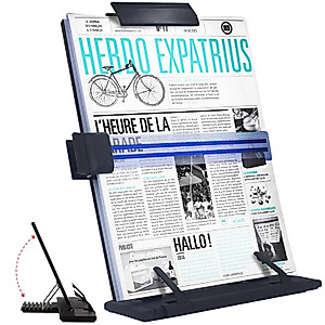 Black Metal Desktop Document Book Holder with 7 Adjustable Positions (Black)