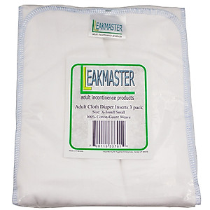 Leak Master Cotton Gauze Reusable Adult Diaper Inserts/Bosters - 3 Pack - Size M/L - Inserts Increase Overall Absorbency