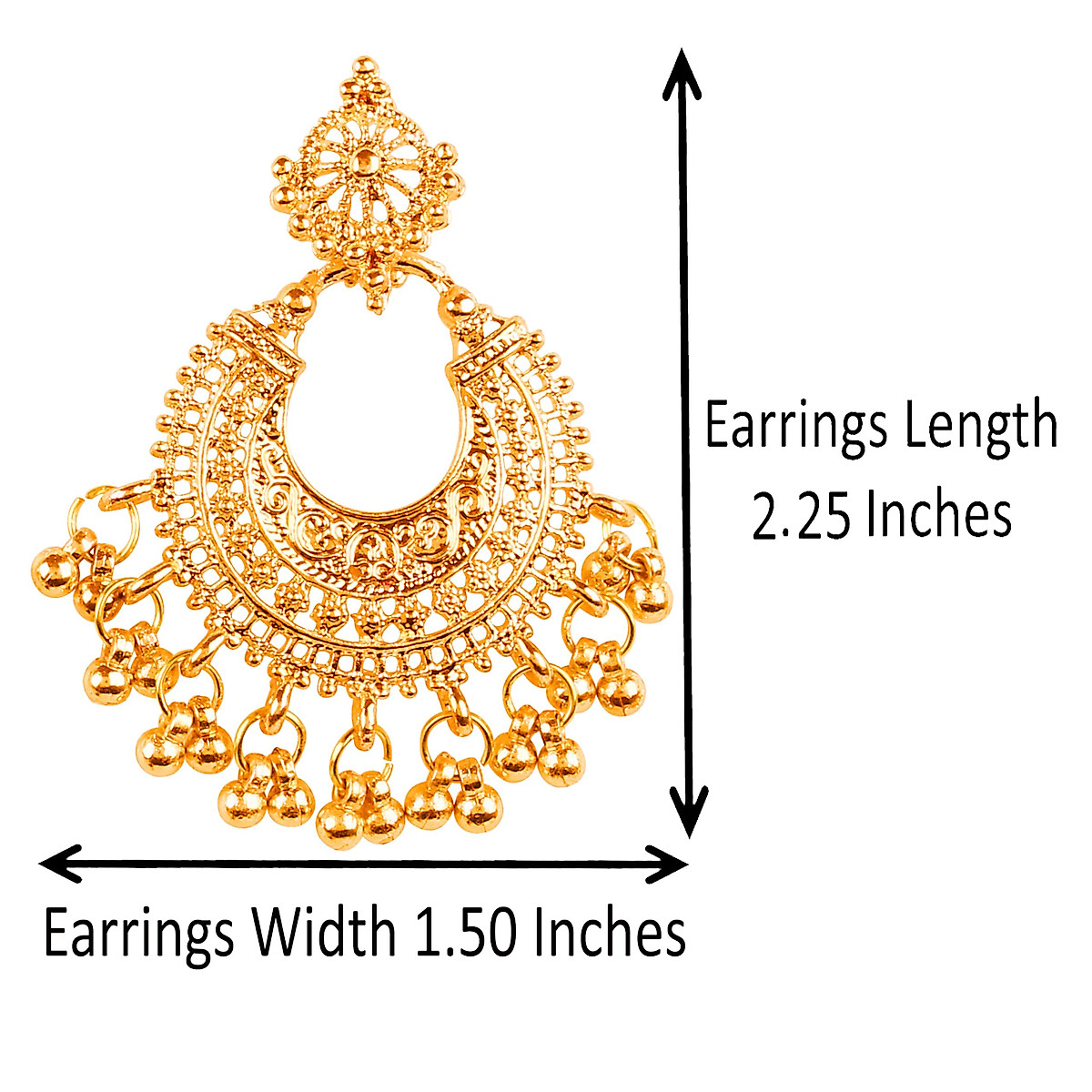 Touchstone Indian earrings for women jewelry jhumkas bollywood jewellery gold wedding bronze jhumka chandbali set golden clip on folklorico chandelier desi large light weight filigree in gold tone