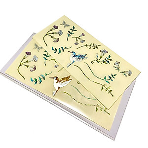 Assorted Hummingbird -Inlay Stickers Set- Abalone Blue
