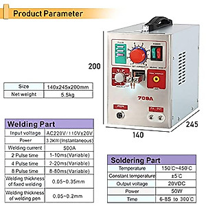 ZWJABYY 709A Spot Welding Machine Fixed Welding,Battery Spot Welders,Pulse Spot Welder,0.3Mm Battery Welding Machine,110V-220V Soldering Station Portable