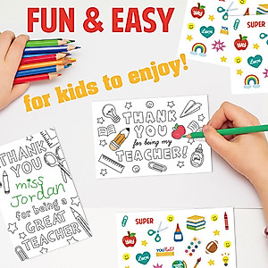 Gooji 4x6 Kids Teacher Appreciation Cards Teacher Thank You Cards with Stickers for Coloring and Fun DIY Project School Classroom Gift Elementary Kindergarten Preschool 10 Pack
