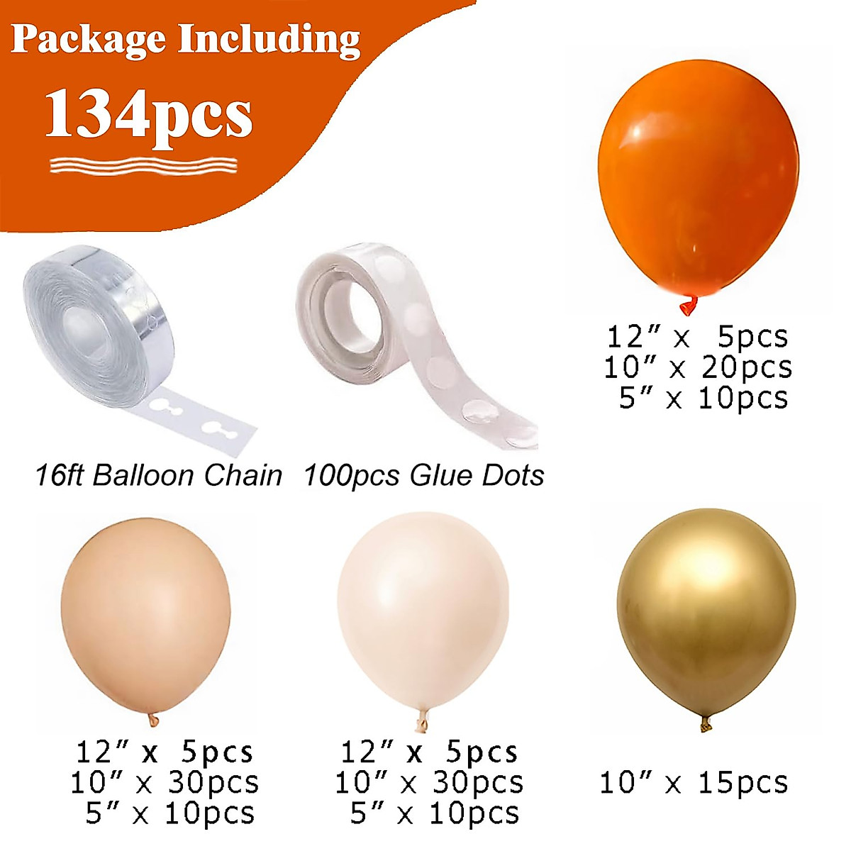 Sugoiti Fall Autumn Balloon Garland Arch Kit 142pcs Balloons Party Decorations Coral Red Blush Gold White Sand for Thanksgiving Halloween Birthday Homecoming Housewaring Country Weddings Celebrations