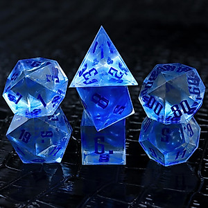 DND Liquid Dice Set Polyhedral Dice for Dungeons & Dragons (D&D) RPG Magic RPG Tabletop Dice Complete D4 D6 D8 D10 D12 D20 (Ice Sword)