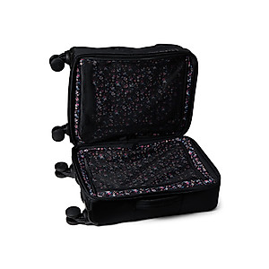 Vera Bradley Women's Softside Rolling Suitcase Luggage, Black, 22" Carry On