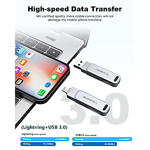 MFi Certified 128GB Photo Stick for iPhone Flash Drive,USB Memory Stick Thumb Drives High Speed USB Stick External Storage Compatible for iPhone/iPad/Android/PC