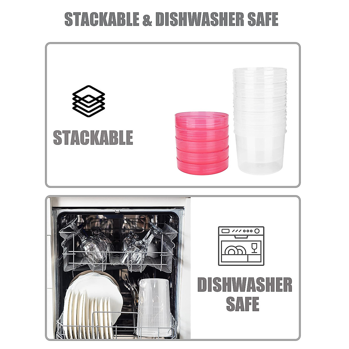 Tauno Easy Lock & Open Food Storage Containers | Plastic Food Jars Screw-On Lids | Twist and Seal Top, BPA Free | 18 Pack 36 Cup Total