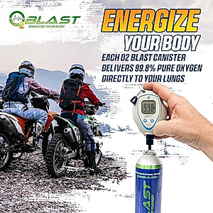 O2 Blast - Pure Oxygen Supplement - Supports Fast Recovery, Increase Stamina, & Enhanced Focus for High Altitude & Action Sports, Flip-Top Cap - 4 Liter Portable Canned Oxygen - 4 Pack