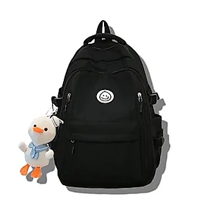 ZUMLED Kawaii Backpack with Cute Accessories Lightweight Bookbags Laptop Bag Waterproof Casual Travel Daypacks (Black)