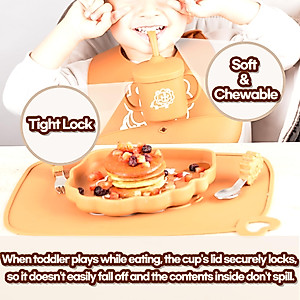 LUCK HEAVEN - Silicone Baby Feeding Set(Rabbit), Baby Led Weaning Supplies with Suction Bowl, Toddler Self Feeding Dish Set with Spoons Forks Sippy Cup Adjustable Bib