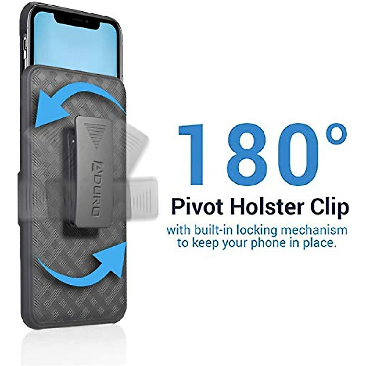 Aduro Combo Case & Holster for iPhone 11, Slim Shell & Swivel Belt Clip Holster, with Built-in Kickstand for Apple iPhone