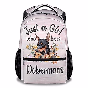 AIOMXZZ Doberman Backpack Gifts, 16 Inch Cute Dog Pattern Bookbag Durable, Lightweight, Large Capacity, Funny Animal Backpack for School Girls Boys Kids