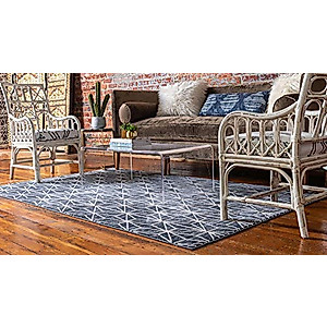 Unique Loom Uptown Collection by Jill Zarin Collection Geometric Modern Navy Blue Area Rug (8' 0 x 10' 0)