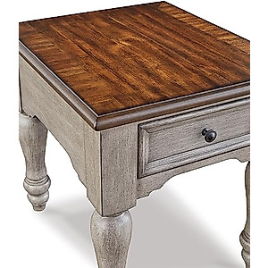 Signature Design by Ashley Lodenbay Classic Farmhouse End Table with 1 Drawer, Antique Gray & Brown