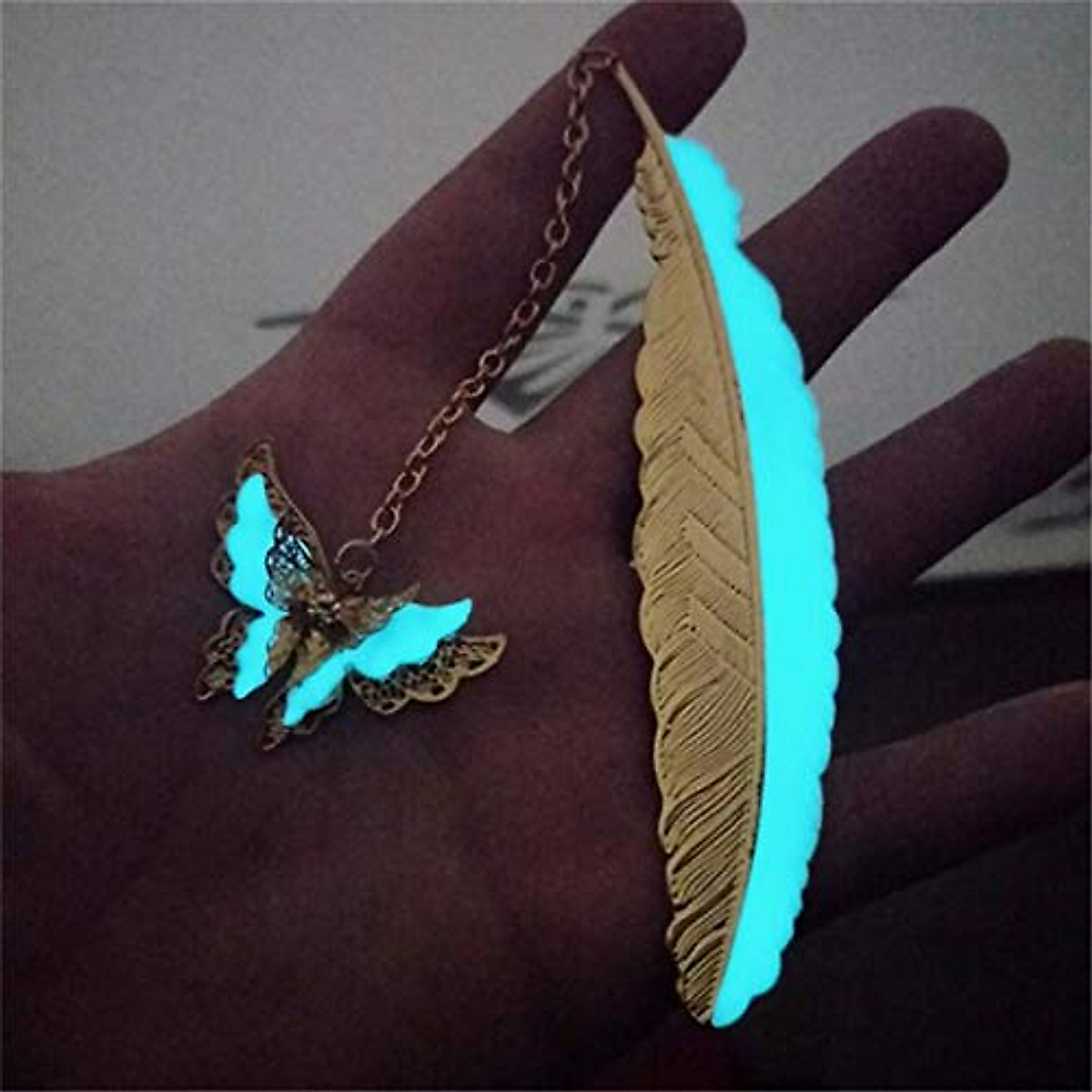 CH Book Luminous Bookmark Metal Bookmark Feather ButterflyBookmark,Golden Butterfly