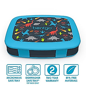 Bentgo 2-in-1 Backpack & Insulated Lunch Bag Set With Kids Prints Lunch Box and 4 Reusable Ice Packs (Dinosaur)