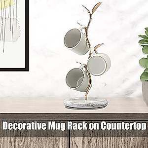 Coffee Mug Holder,Mug Rack Countertop,Leaf Shaped Mug Tree for Counter,Coffee Tea Cup Mug Holder Stand for Countertop,Perfect Coffee Bar Accessory & Kitchen Home Organizer Gold (Mug Not Included)