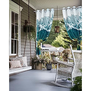 Outdoor Curtains for Patio 2 Panels Set Park Lake Forest Natural Scenery under the Sun Waterproof Privacy Outside Curtain Sun Blocking Grommet Drapes for Porch Gazebo Pergolas Balcony 52x108 Inch