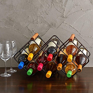 Gourmet Basics by Mikasa 12-Bottle Metal Stackable Wine Storage Rack, Antique Black