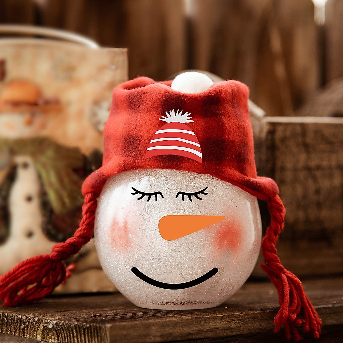 58 Pieces Snowman Decals PVC Face Stickers Christmas Wall Decor Stickers Glass Blocks Holiday Decals Snowman Hats Stickers Cute Snowman Face Decals for Home Wall Door Refrigerator Party Decoration