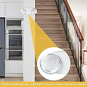 YBENWL LED Emergency Light, Two Head Adjustable Commercial Emergency Lights Hardwired Exit Lighting Fixtures, 200lm Plug in LED Bulb for Business Home Emergency