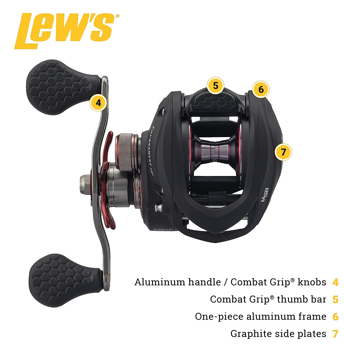 Lew's Tournament MP Baitcast Fishing Reel, Right-Hand Retrieve, 5.6:1 Gear Ratio, 10 Bearing System with Stainless Steel Double Shielded Ball Bearings