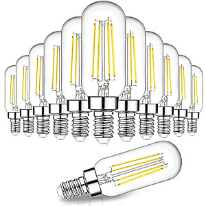 Dimmable E12 Candelabra LED Bulbs 60W Equivalent 6W 600lm, T6 Edison Light Bulbs, 5000K Daylight White, Clear Filament Chandelier LED Light Bulbs, Small Vintage Bulbs for Ceiling Light Fan, 12-Pack