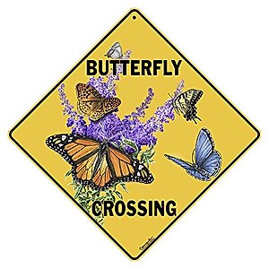 CROSSWALKS Butterfly Crossing 12" X 12" Aluminum Sign (X419)