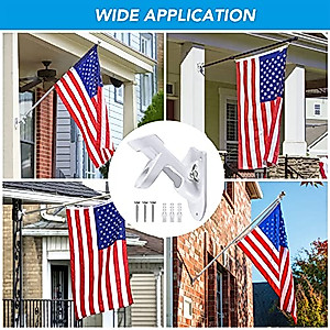 HOOPLE Flag Pole Holder for Outside House, Flag Holder, Flag Holders for Outside, Heavy Duty Flag Pole Mounting Bracket, Flag Bracket, Aluminum Rust Free Coated, Stainless Hardware 1" Diameter (White)