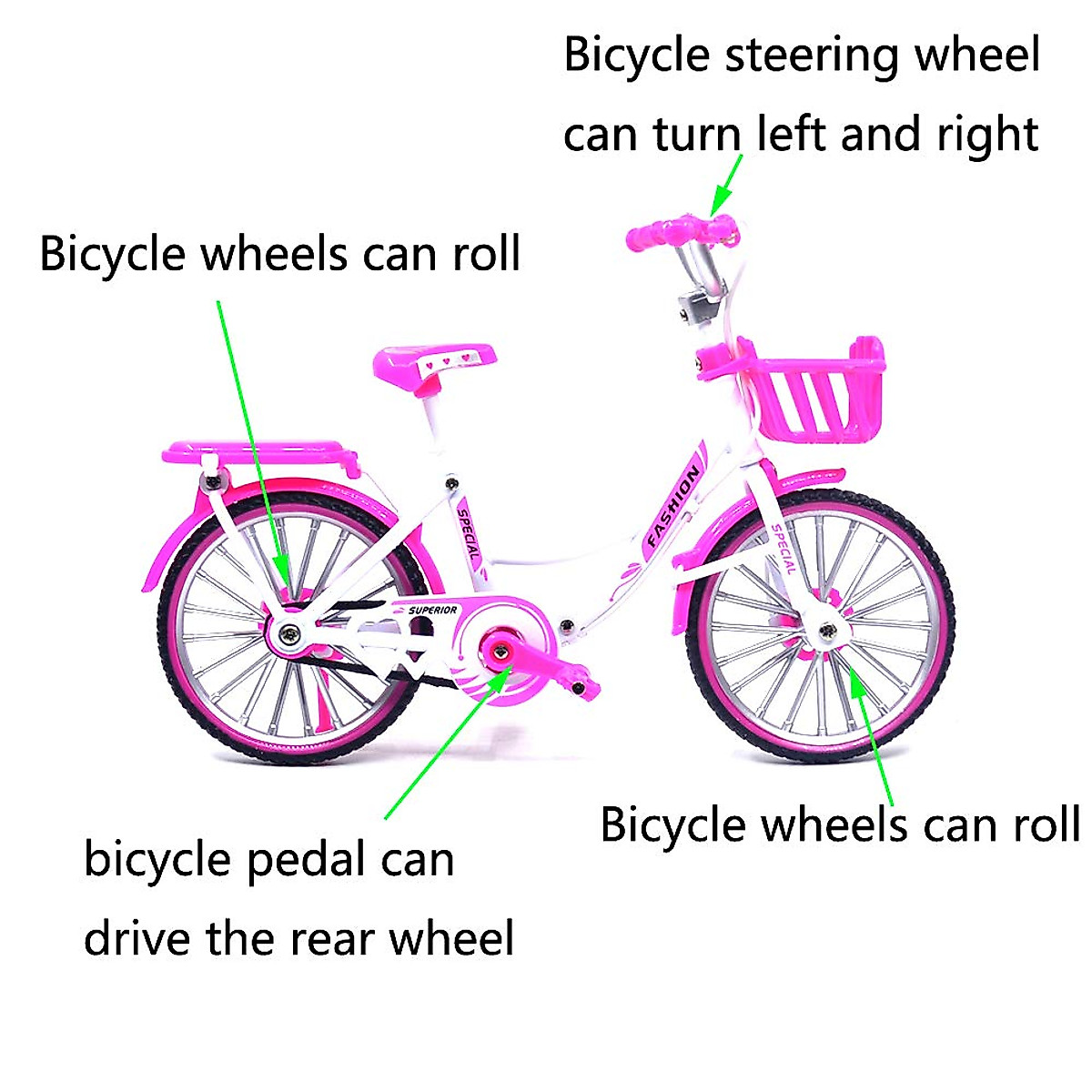 Ailejia Finger Racing Bicycle Mountain Bike Cake Topper Mini Dirt Bike Bicycle Model Cool Boy Toy (Pink)