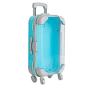 Hammont Suitcase Storage Boxes - 3 Pack - Large Capacity Pencil Case - 7.5x5x2.5 - Plastic Candy travel gift Box - Rolling with Transparent Lid | Perfect for Schools Supplies & Party Favors (Blue)