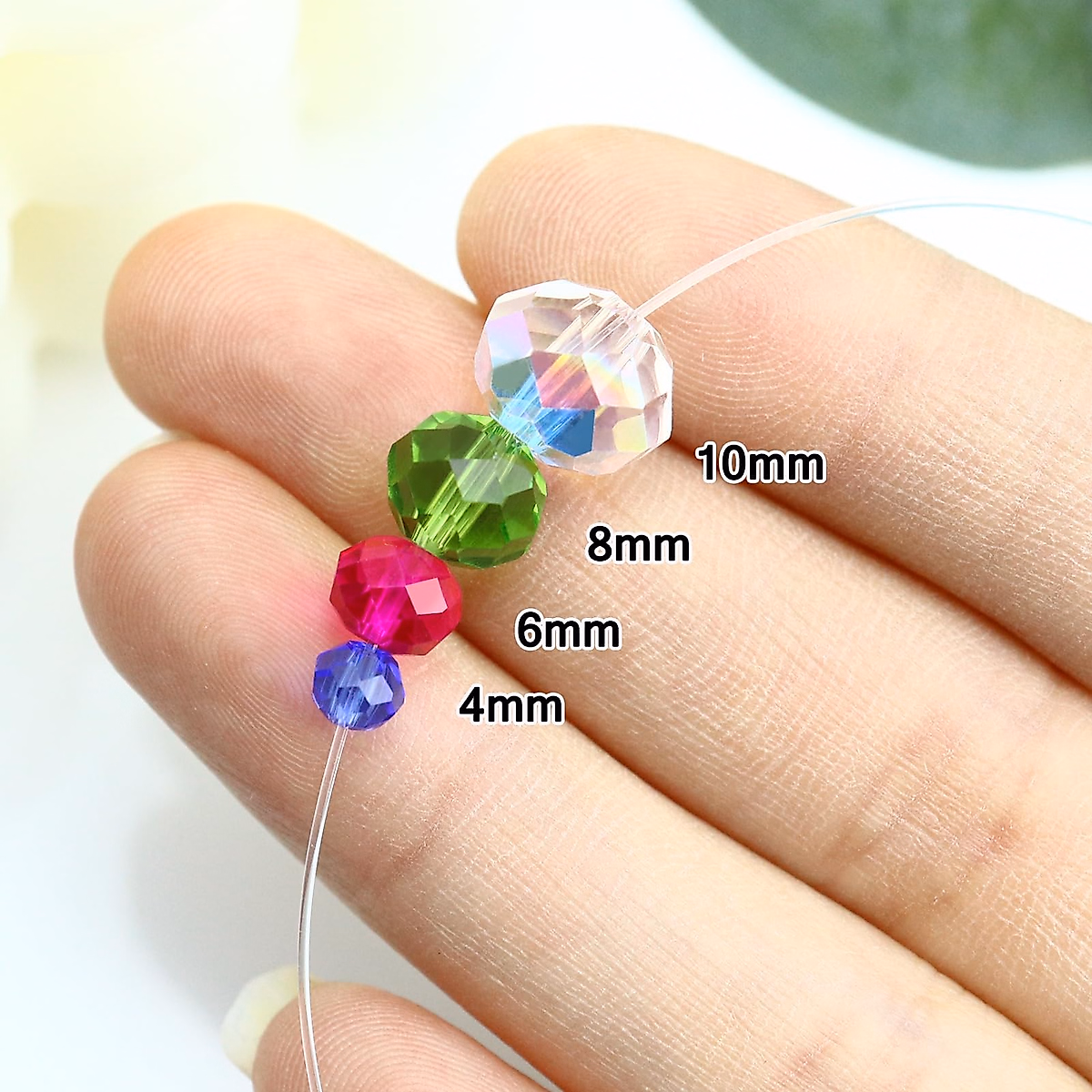 Dowarm 200 Pieces Briolette Crystal Glass Beads for Jewelry Making, 8MM Rondelle Crystal Beads for Crafts Wine Charms Wind Chimes Suncatchers, Briollete Rondelle Finding Spacer Beads (Crystal AB, 8MM)